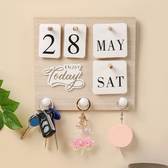 Accents | Wooden Wall Calendar With Key Holder | Poshmark